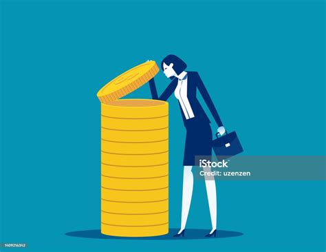 Businesswoman Looking Down Into The Money Hole Business Finance And