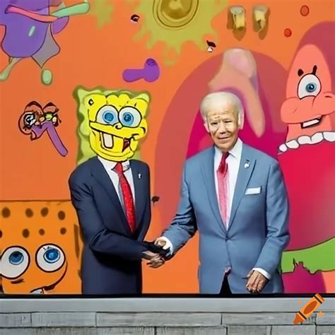 Joe Biden Talking To Spongebob On Craiyon