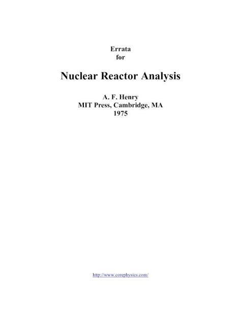 PDF Nuclear Reactor Analysis Core Physics 2007 8 16 Errata