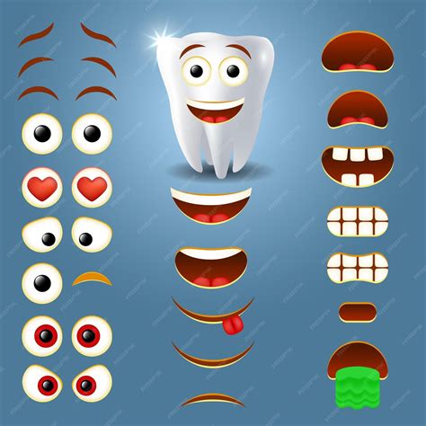 Premium Vector Tooth Emoji Maker Smiley Creator Vector Illustration