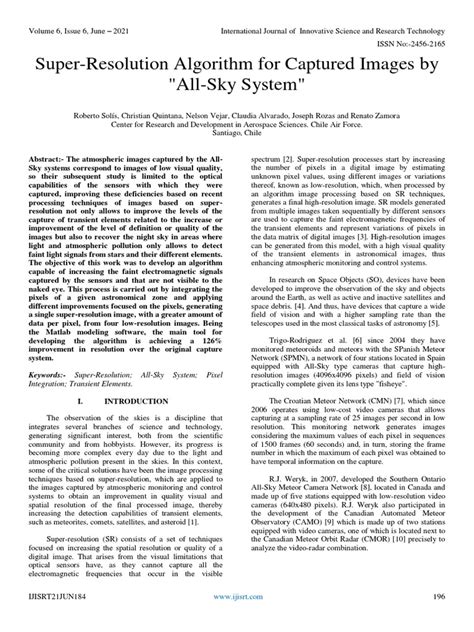 Super Resolution Algorithm For Captured Images By All Sky System Pdf
