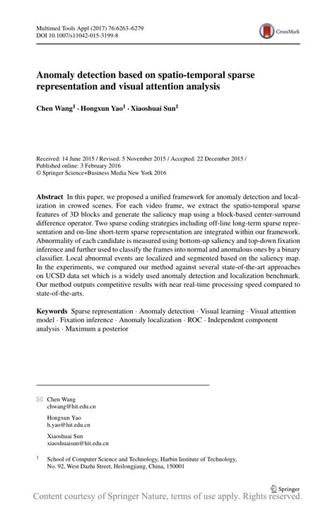 anomaly detection based on spatio temporal sparse representation and