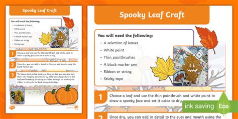 Elc Spooky Leaf Craft Halloween Craft Ideas Teacher Made
