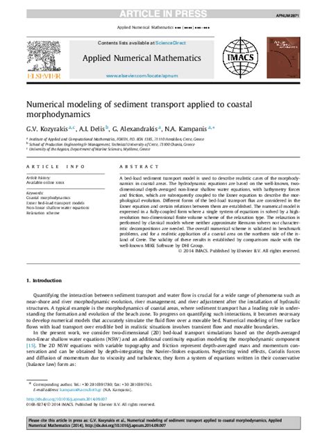 Pdf Numerical Modeling Of Sediment Transport Applied To Coastal