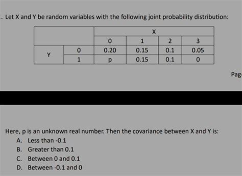 Let X And Y Be Random Variables With The Following Joint Probability Dist