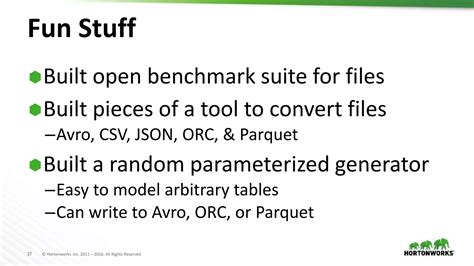File Format Benchmark Avro Json Orc And Parquet Ppt