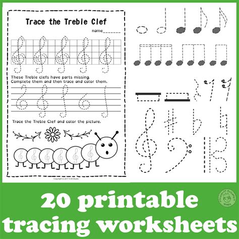 Tracing Music Notes Worksheets For Spring