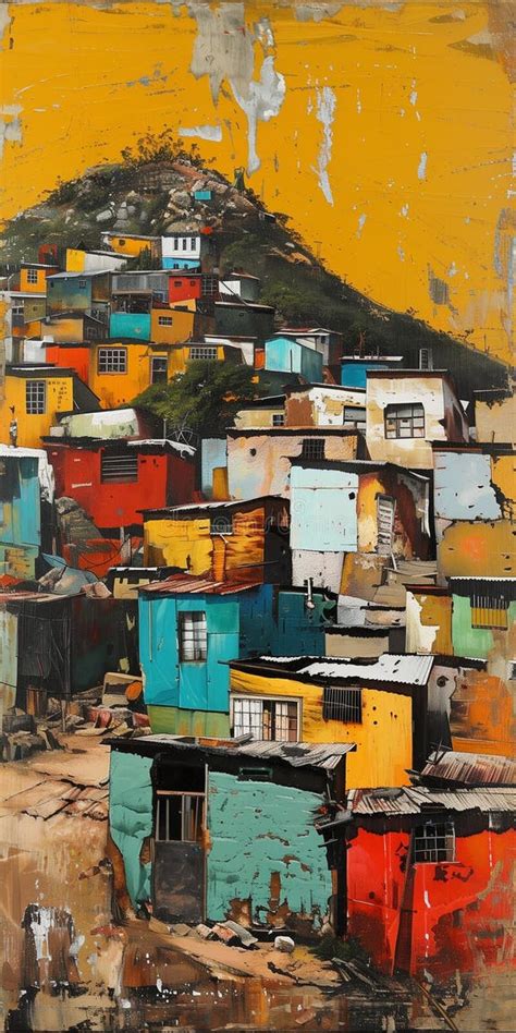 Colourful South African Art With Township Village Culture Depicting