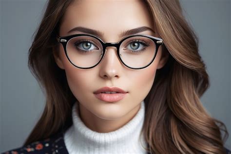 Premium Photo Fashion Portrait Of Young Pretty Woman With Glasses