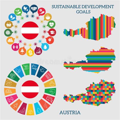 Austria Sustainable Development Goals Icons Set Stock Vector