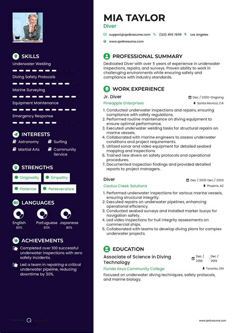 10 Diver Resume Samples And Templates For 2025