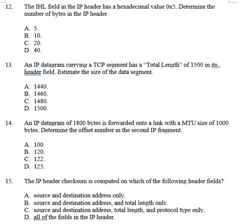 Solved 2 The Ihl Field In The Ip Header Has A Hexadecimal