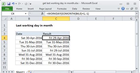 Get Last Working Day In Month Excel Formula Exceljet