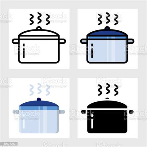 보일러 물 냄비 아이콘 벡터 디자인 채워진 얇은 라인 윤곽및 플랫 스타일 가정 주방에 대한 스톡 벡터 아트 및 기타 이미지 가정 주방 가정의 방 끓음 Istock