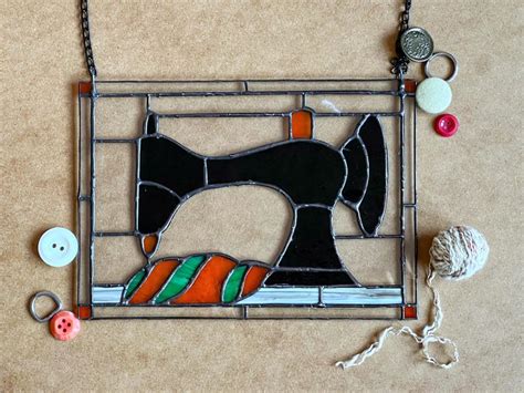 Stained Glass Pattern Sewing Machine Suncatcher Etsy