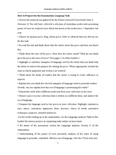 How To Prepare For The Examination Language Task Language Analysis
