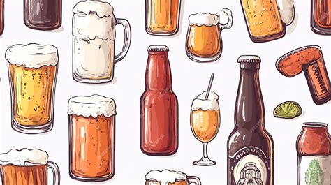 Beer Container Seamless Vector Pattern With Foam Premium Ai Generated