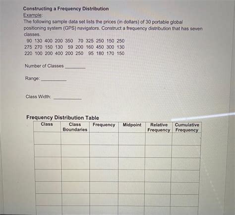 solved constructing a frequency distribution example the