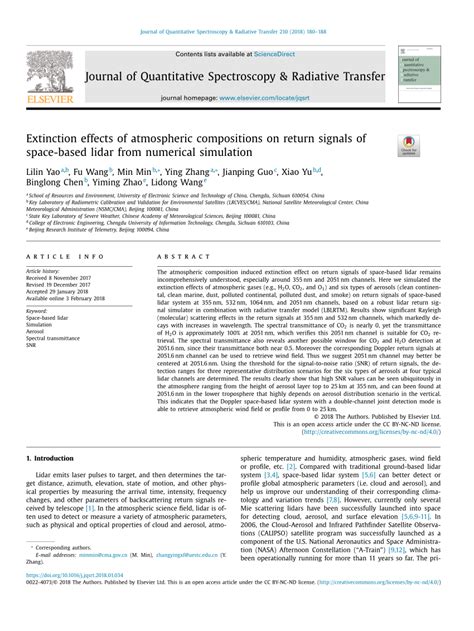 Pdf Extinction Effects Of Atmospheric Compositions On Return Signals