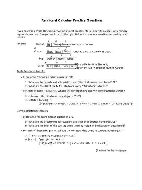 Relational Calculus Exercise Pdf