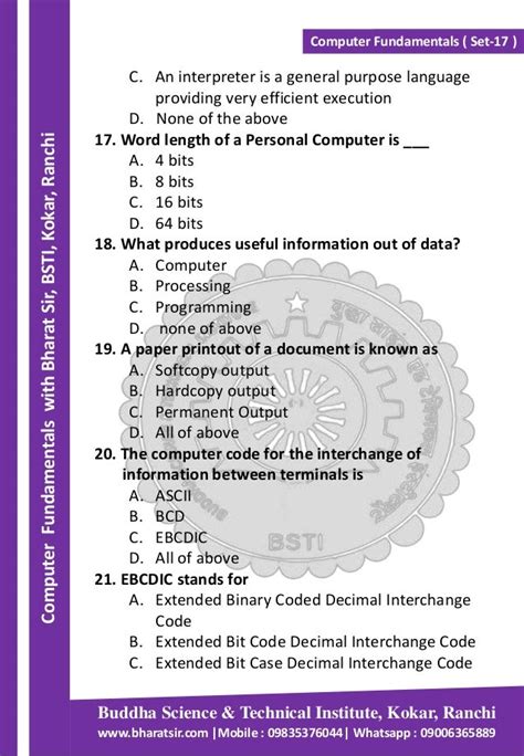 BSTI BharatSir Computer Fundamentals Set 17 PDF