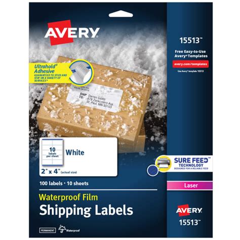 2 X 4 Rectangle Waterproof Labels 15513