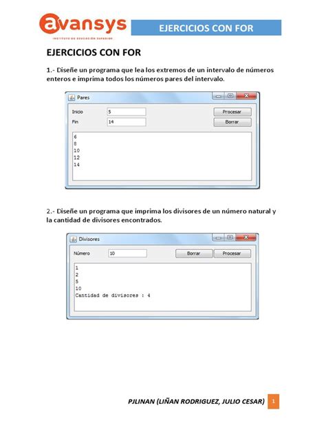Pdf Ejercicios Con For Vbnet Avansys Dokumentips