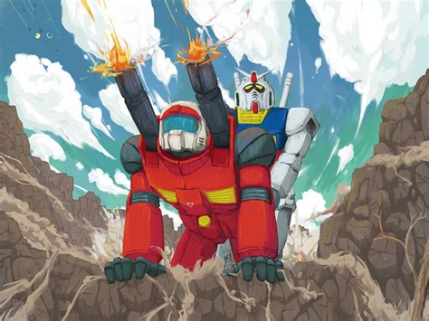 Rule 34 Anihiro Cannon Cloud Doggy Style Guncannon Gundam Highres Mecha Mountain Parody Rx 78