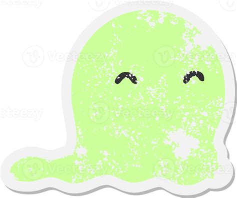 Spooky Ghost Floating Grunge Sticker 43395920 Png