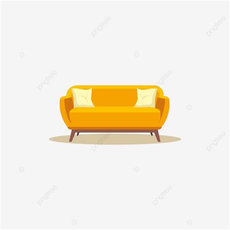 A Yellow Colored Sofa Vector Or Color Illustration Small Four Legs