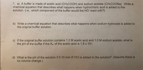 Solved A A Buffer Is Made Of Acetic Acid CH COOH And Chegg