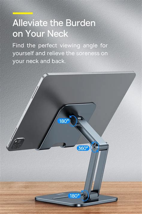 Baseus Desktop Biaxial Foldable Metal Stand For Tablets Grey Baseus
