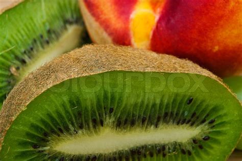 Kiwi And Peach Stock Image Colourbox