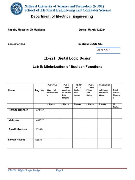 Dld Lab 5 Pdf Logic Synthesis Logic Gate