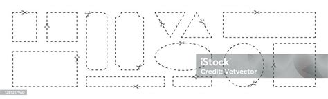 컷 라인을 보여주는 파선 또는 점선과 가위 화살표를 잘라 쿠폰 템플릿 가위를 가진 쿠폰 테두리 가위에 대한 스톡 벡터 아트 및