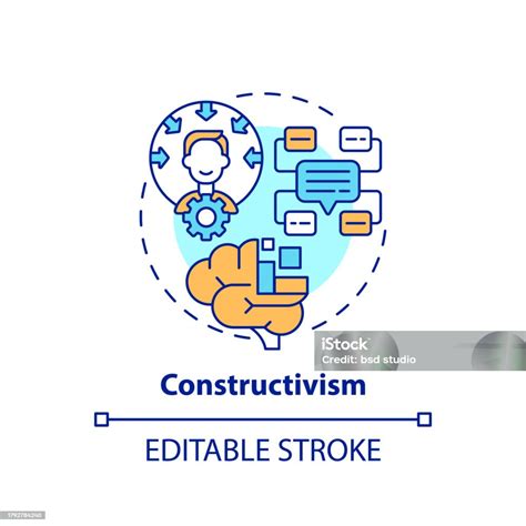 Thin Line Colorful Icon Constructivism Concept Stock Illustration