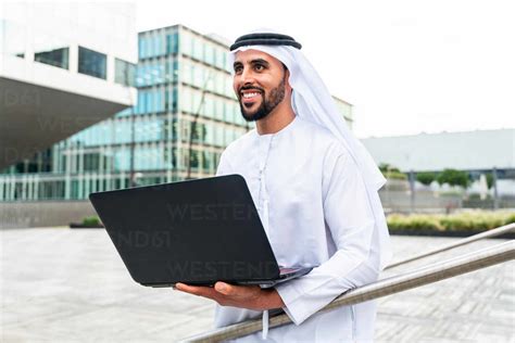 Arab Middle Eastern Man Wearing Emirati Kandora Traditional Clothing In