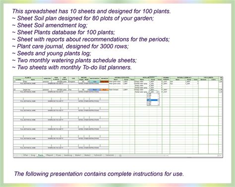 Excel Garden Planner Plant Care Worksheet Watering Schedule Flowers