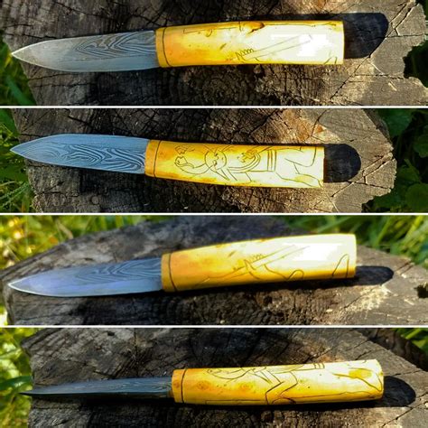 Carved Damascus Seax Knives For Sale Bladesmiths Forum Board