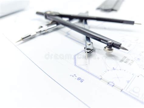 Paper Home Floor Plan With Compass Architectural Sketching Process Concept Floor Plan On