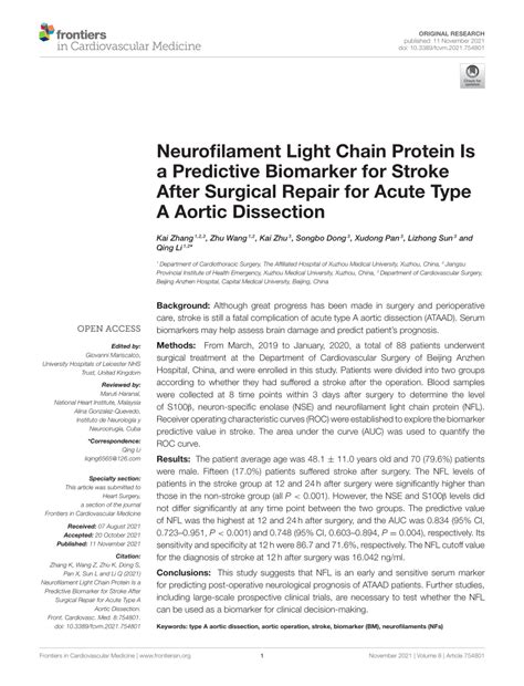 Pdf Neurofilament Light Chain Protein Is A Predictive Biomarker For