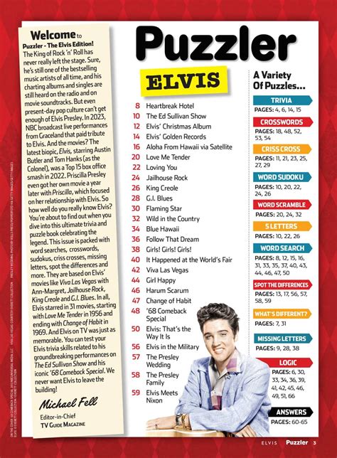 Elvis Presley Crossword Puzzle Printable Brainza