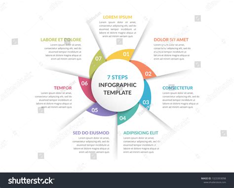 Circle Diagram Template Seven Steps Options Stock Vector Royalty Free