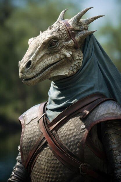 Premium Ai Image A Lizard In Armor With A Hood