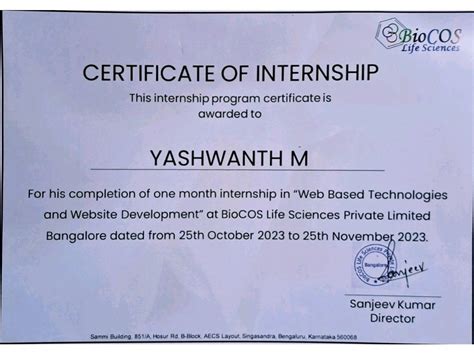 Yashwanth M On Linkedin Biocoslifescience Webdevelopment Internshipexperience Htmlcssjavascript