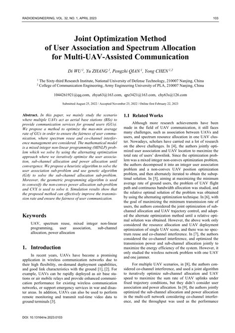 PDF Joint Optimization Method Of User Association And Spectrum