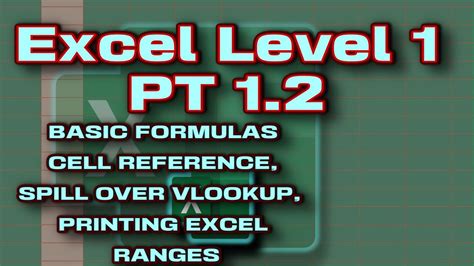 Excel Level 1 V12 Basic Formula Cell Reference Spill Over Vlookup