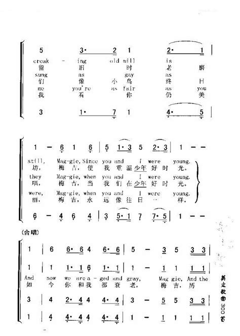 MIGGIE WHEN YOU AND I WERE YOUNE 梅吉 当我们年轻时 歌谱 简谱