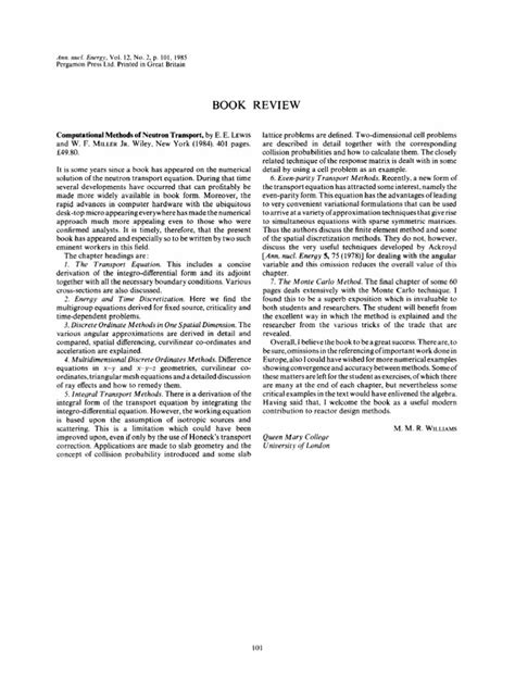 computational methods of neutron transport pdf equations matrix