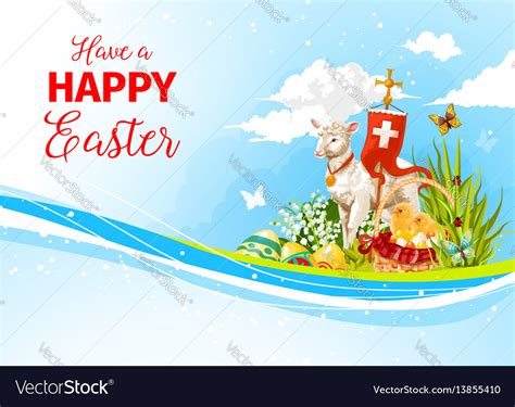 Easter Greeting Paschal Passover Lamb Card Vector Image